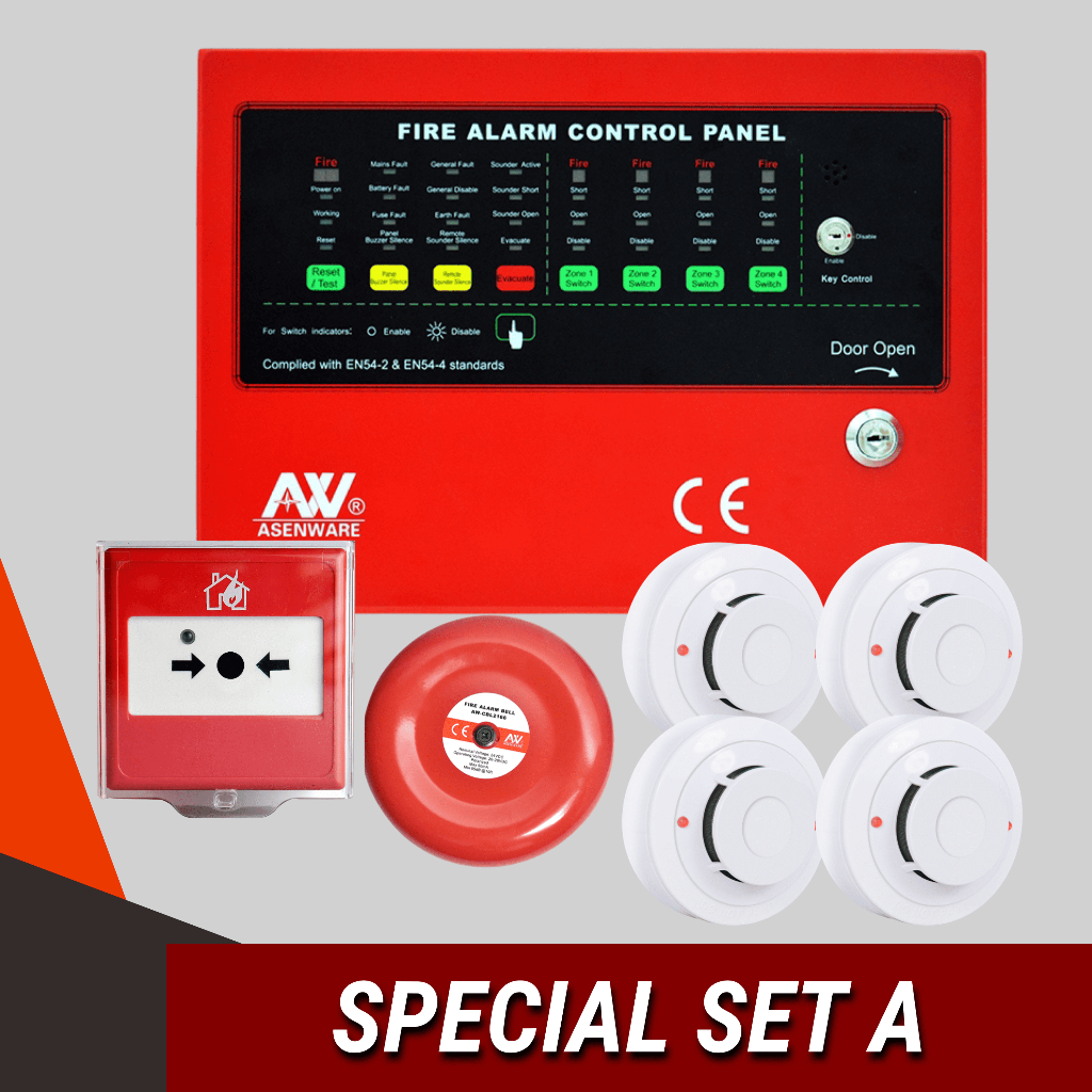 [รับประกัน 1 ปี] Asenware FCP 2 zone, Alarm bell 6", Smoke detector ...
