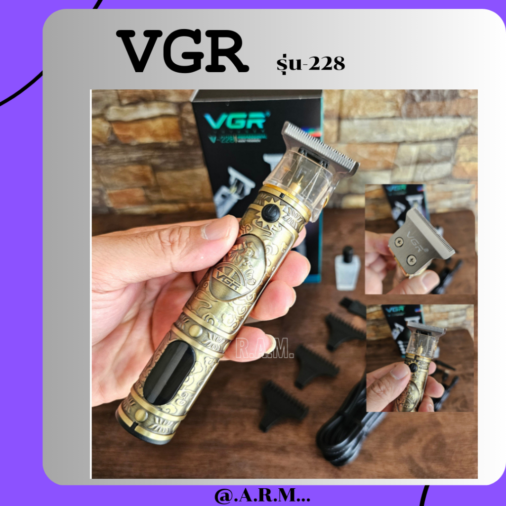 VGR V-228 ปัตตาเลี่ยน ตัดผม กันขอบ ไร้สาย มาใหม่ล่าสุด | Shopee Thailand
