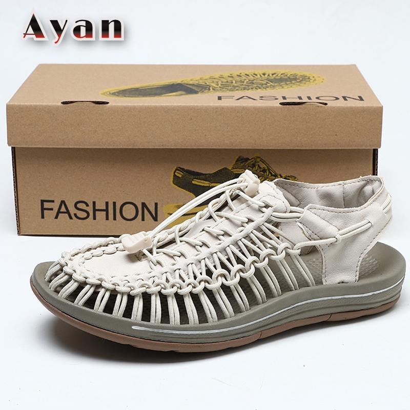 AYAN 2024 รองเท้าถัก เชือก รัดส้นสไตล์ Keen Sandal รองเท้าเที่ยวชายหาด เดินป่า ทำงาน พื้นนุ่ม ...