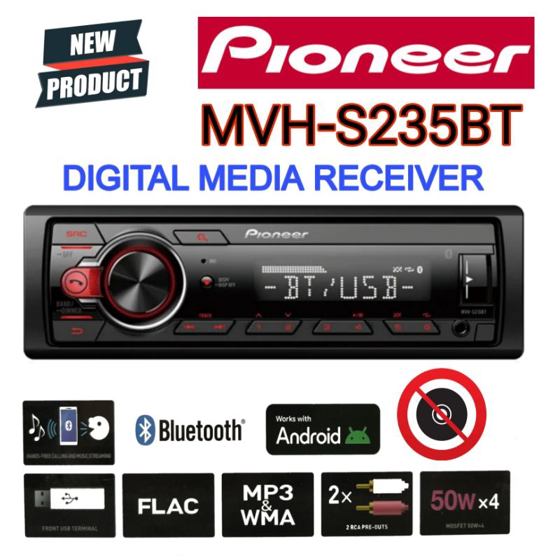 PIONEER MVH-S235BT ขนาด 1 ดิน ดิจิตอลมีเดีย แบรนคุณภาพ สัญชาติ🇯🇵 ...