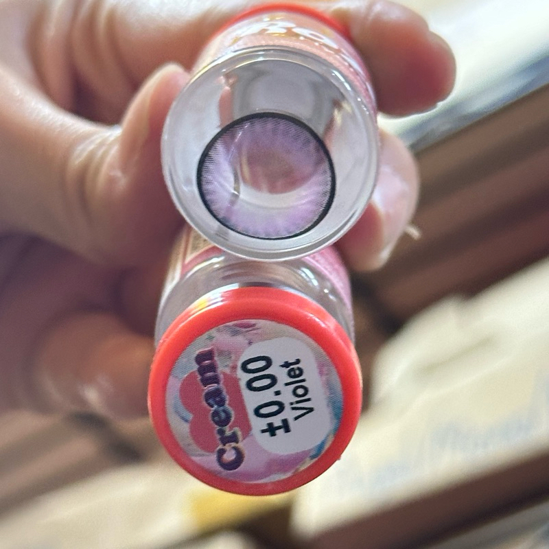 cream violet รุ่นบิ๊กอายตัดขอบดำสีม่วงตาโตแบ๊ว | Shopee Thailand