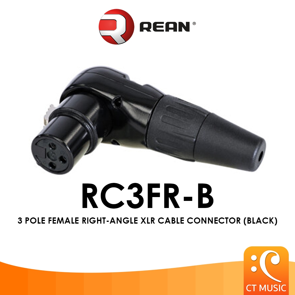 Rean RC3FR-B 3 Pole Female Right-Angle XLR Cable Connector RC3FRB ...