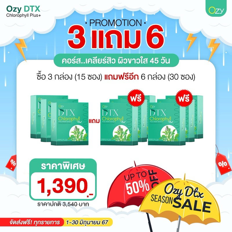 ส่งฟรี Ozy DTX chlorophyll plus โอซี ดีทีเอกซ์ คลอโรฟิลล์ หนิงปณิตา ล้างสิ่งตกค้างภายใน | Shopee ...