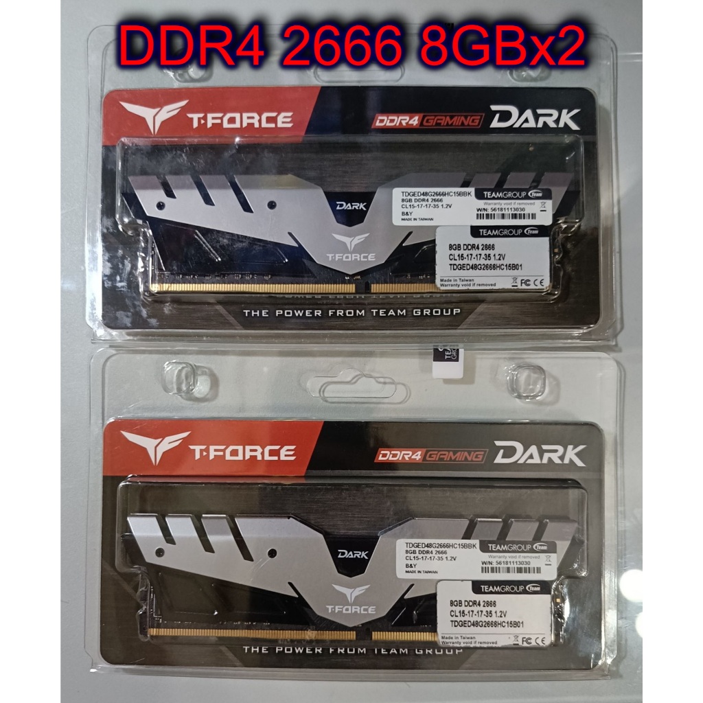 DDR4(2666/8GB) TEAM T-Force Dark/Gray x 2 = 16GB | Shopee Thailand