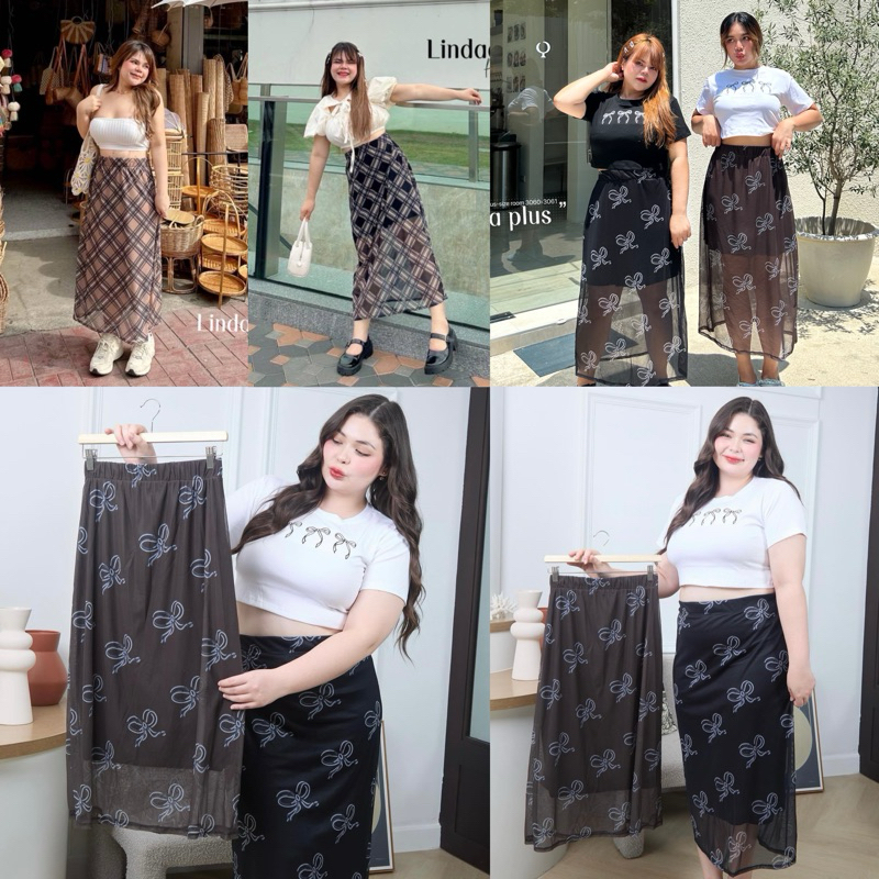 Linn กระโปรงยาว (ผ้าซีทรู) กระโปรงยาวสาวอวบ เอว32-46นิ้ว (มีไซซ์) | Shopee Thailand