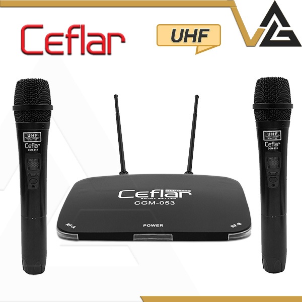 Ceflar CGM-053 ไมโครโฟน ไวเลส ไร้สาย ไมค์ มือถือคู่ ใช้ถ่าน AA ชาร์จแบตได้ UHF Wireless ...