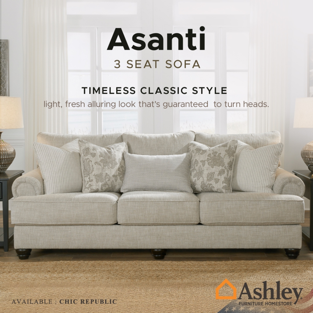 Ashley โซฟาหมอนขนเป็ด 3 ที่นั่ง รุ่น ASANTI/3,3 Seater Sofa | Shopee Thailand