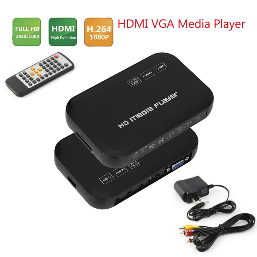 Mini Media Player 1080P Full HD HDMI/USB/AV/VGA เครื่องเล่น HD Player ...