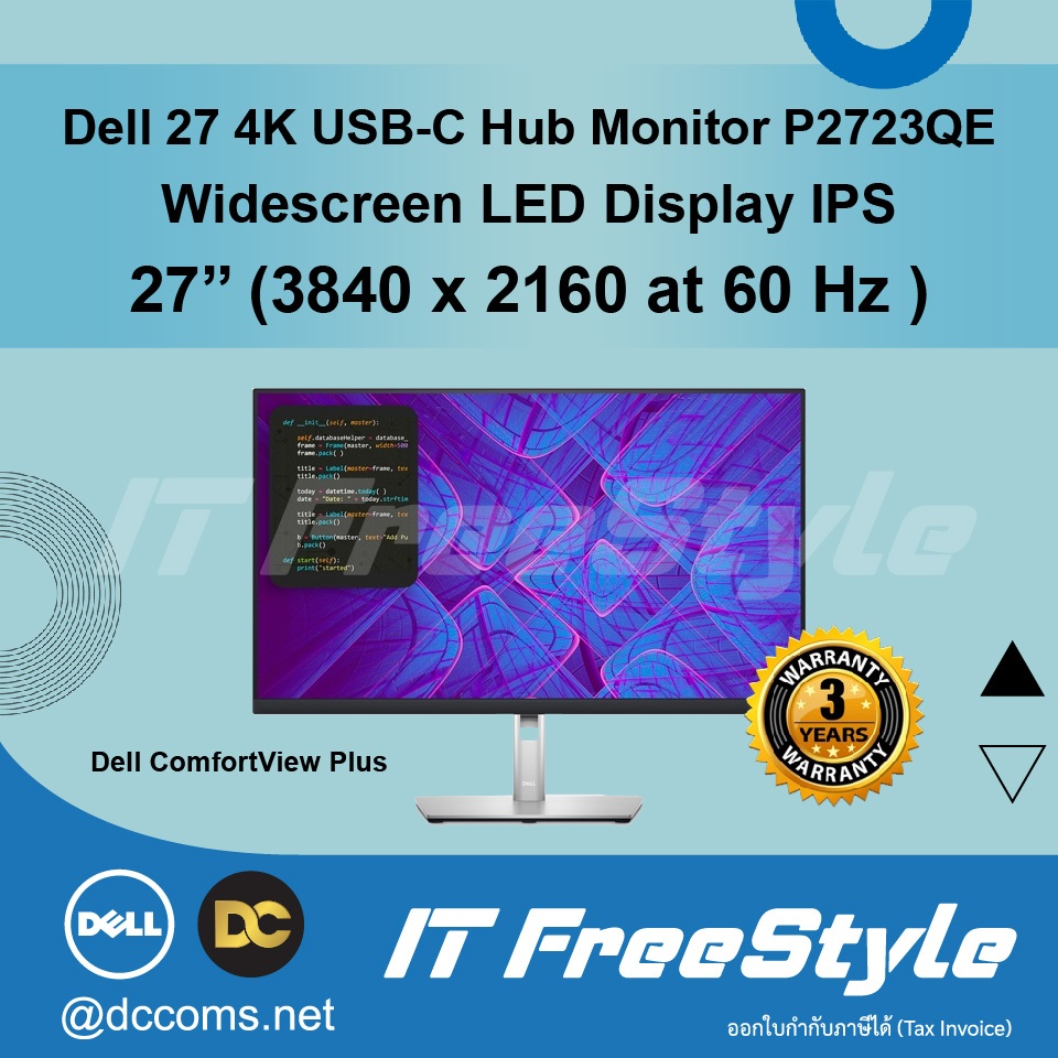 Dell 27 4K USB-C Hub Monitor - P2723QE | Shopee Thailand