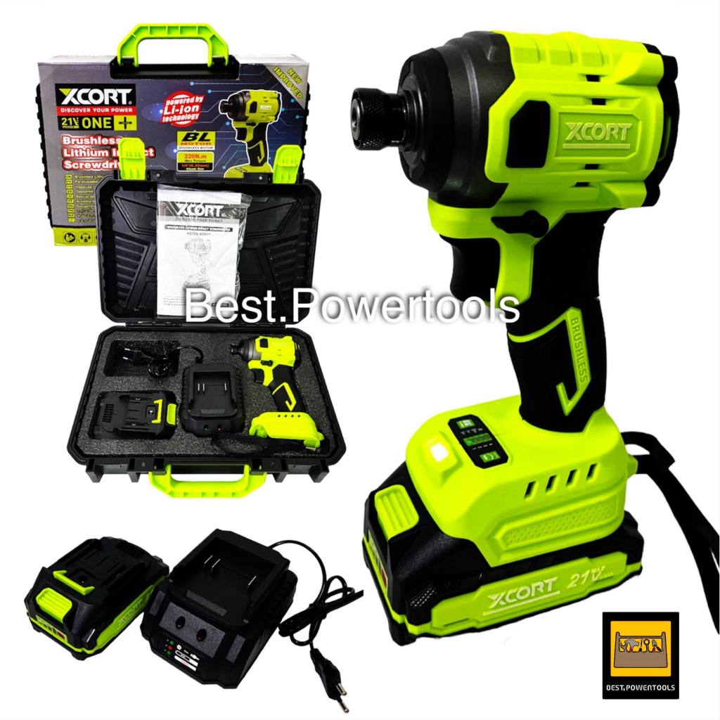 (SERIES 9)XCORT ไขควงกระแทกบลัสเลสไร้สาย แรงบิดสูงสุด 220 NM แบตเตอรี่ 21V 2000 mAh ปรับได้ 8 ...