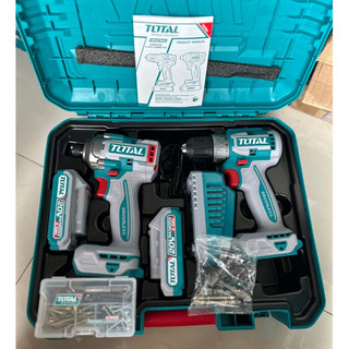 สว่านไขควงกระแทก 20V + สว่านไขควง 20V. (2ระบบ) TOTAL ( TCKLI20272 ...