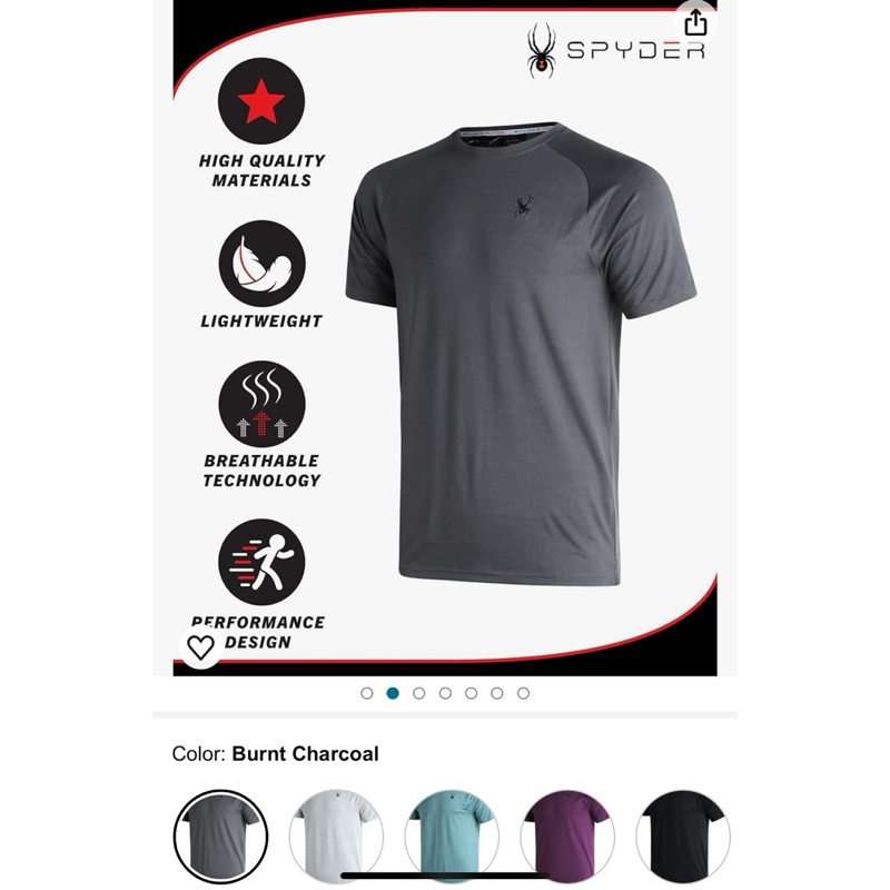 Spyder Men's Active Shirt เสื้อเชิ้ตฝึกซ้อม Dry Fit แขนสั้น - เสื้อ ...