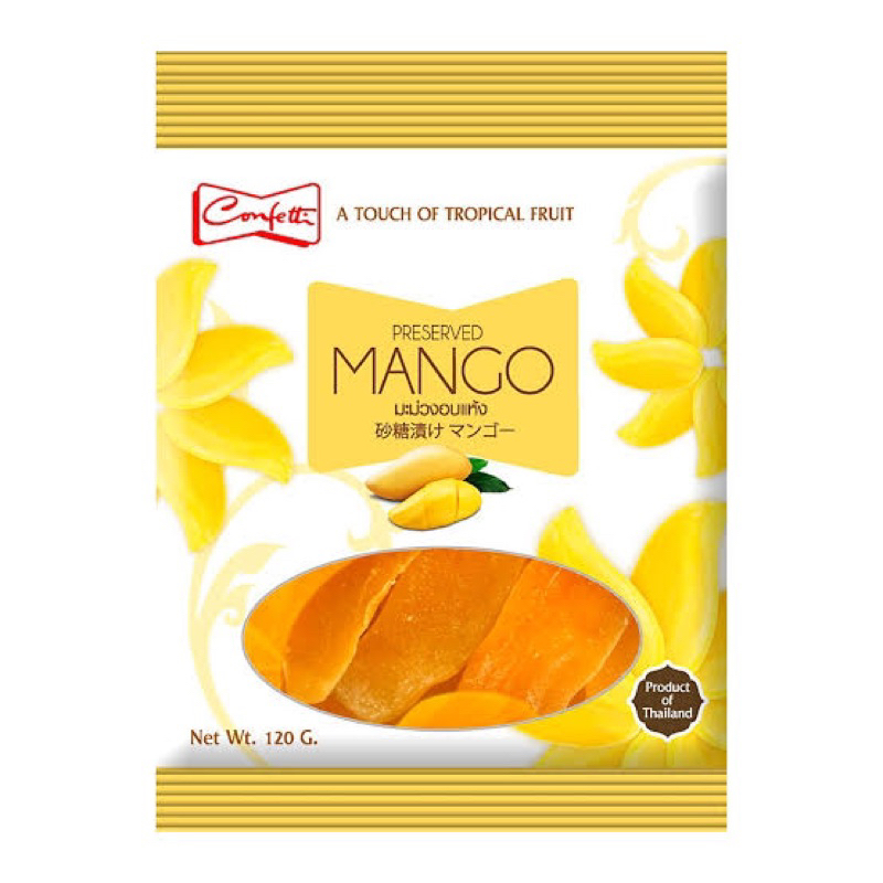 confetti preserved mango มะม่วงอบแห้ง 120กรัม ผลไม้ สำหรับทานเล่น ...
