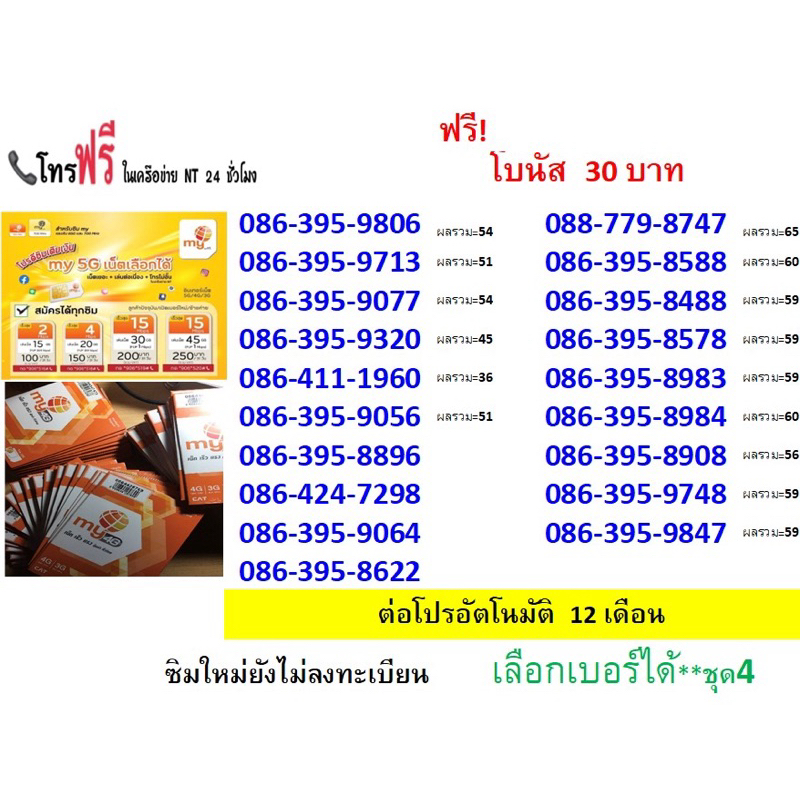 Sim My by nt เล่นเน็ตไม่อั้น นาน 12 เดือน #เบอร์มงคล#Simเติมเงิน#เบอร์ ...