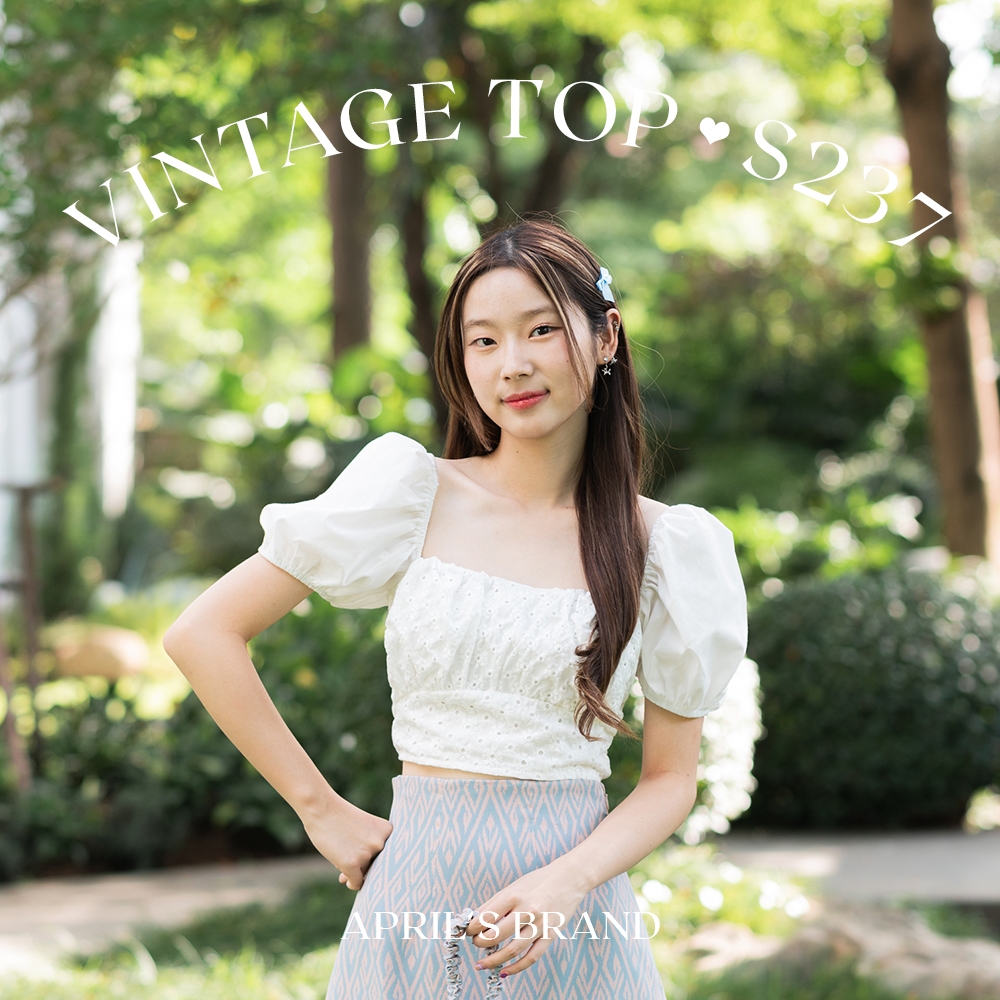 APRIL'S | Vintage Top - S237 เสื้อครอปวินเทจ แขนตุ๊กตา | Shopee Thailand