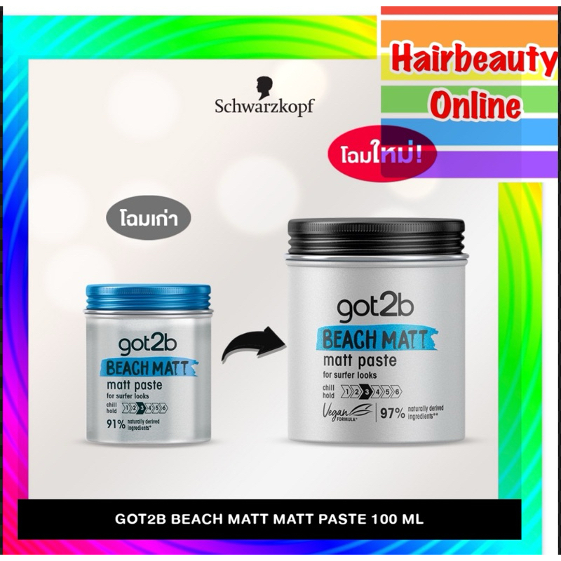 แว็กแต่งทรง Schwarzkopf Got 2b Beach Matt matt paste แว็กซ์ จัดแต่งทรง ...