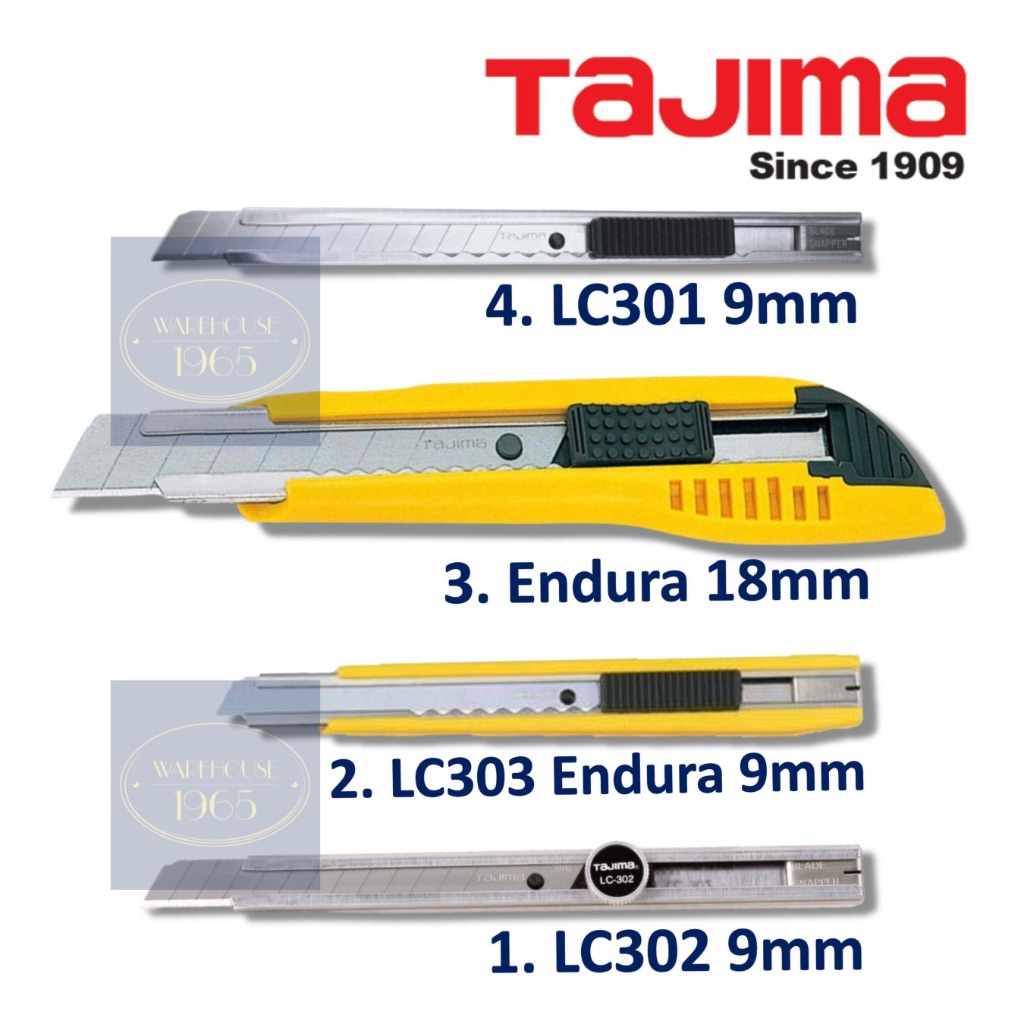 มีดคัตเตอร์ ทาจิม่า 4 แบบ แถมใบมีด 3 ใบ Tajima Cutter - 9 mm LC301 ...