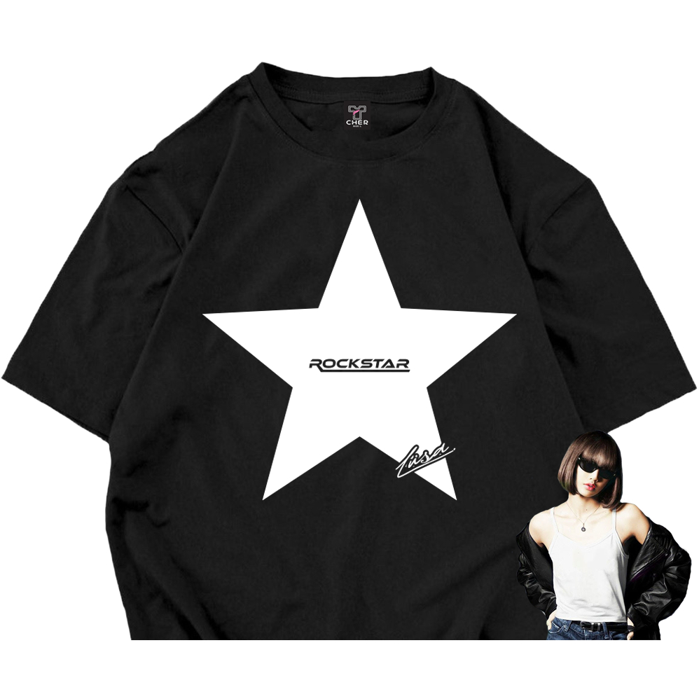 Rockstar-Lisa T-shirt เสื้อยืดลาย lockstar ผ้าฝ้ายcotton 100% ใส่ได้ ...