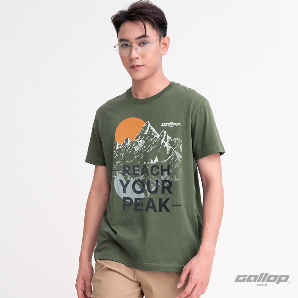 GALLOP : Graphic Tee เสื้อยืดพิมพ์ลาย ผ้าคอตตอนผู้ชาย รุ่น GT9169 สี ...