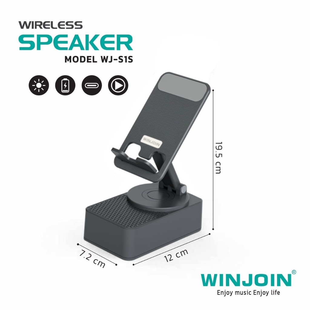 KNT ลำโพงบลูทูธ WJ-S1S ขาตั้งโทรศัพท์มือถือลำโพงบลูทูธพร้อมแบตสำรอง 3-in-1 หมุนและพับเก็บได้ ...