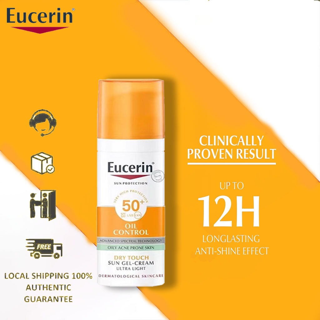 Eucerin Sun Dry Touch Oil Control Facial SPF 50+ Sunscreen, Face ...