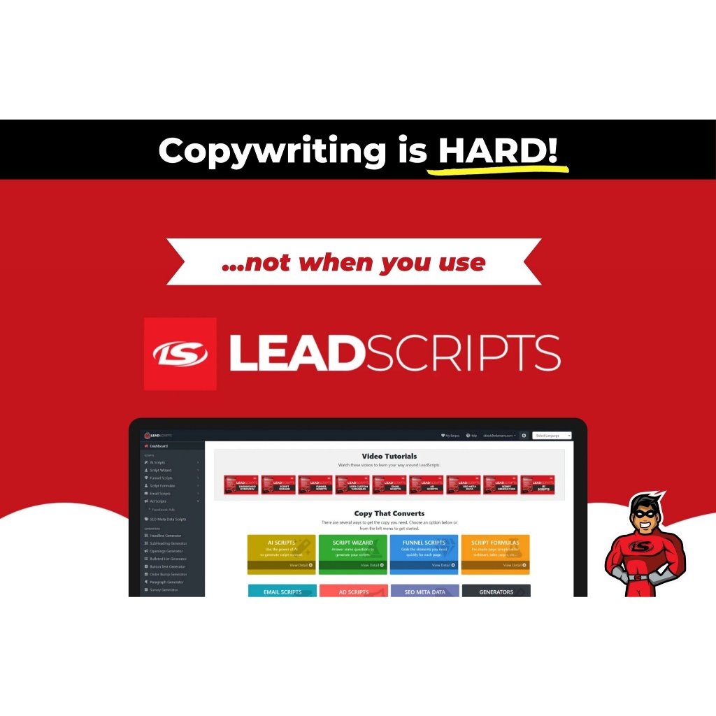 Leadscripts.co พรีเมี่ยมแอ็คเคาท์ 100% Original | Full Warranty | เป็นซอฟต์แวร์เขียนโฆษณาด้วย AI ...