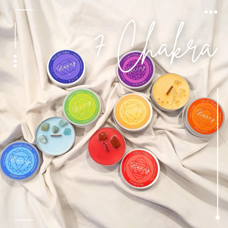 เทียนหอมบำบัด 7 จักระ มาพร้อมหินนำโชค / 7 chakra collection | Shopee Thailand