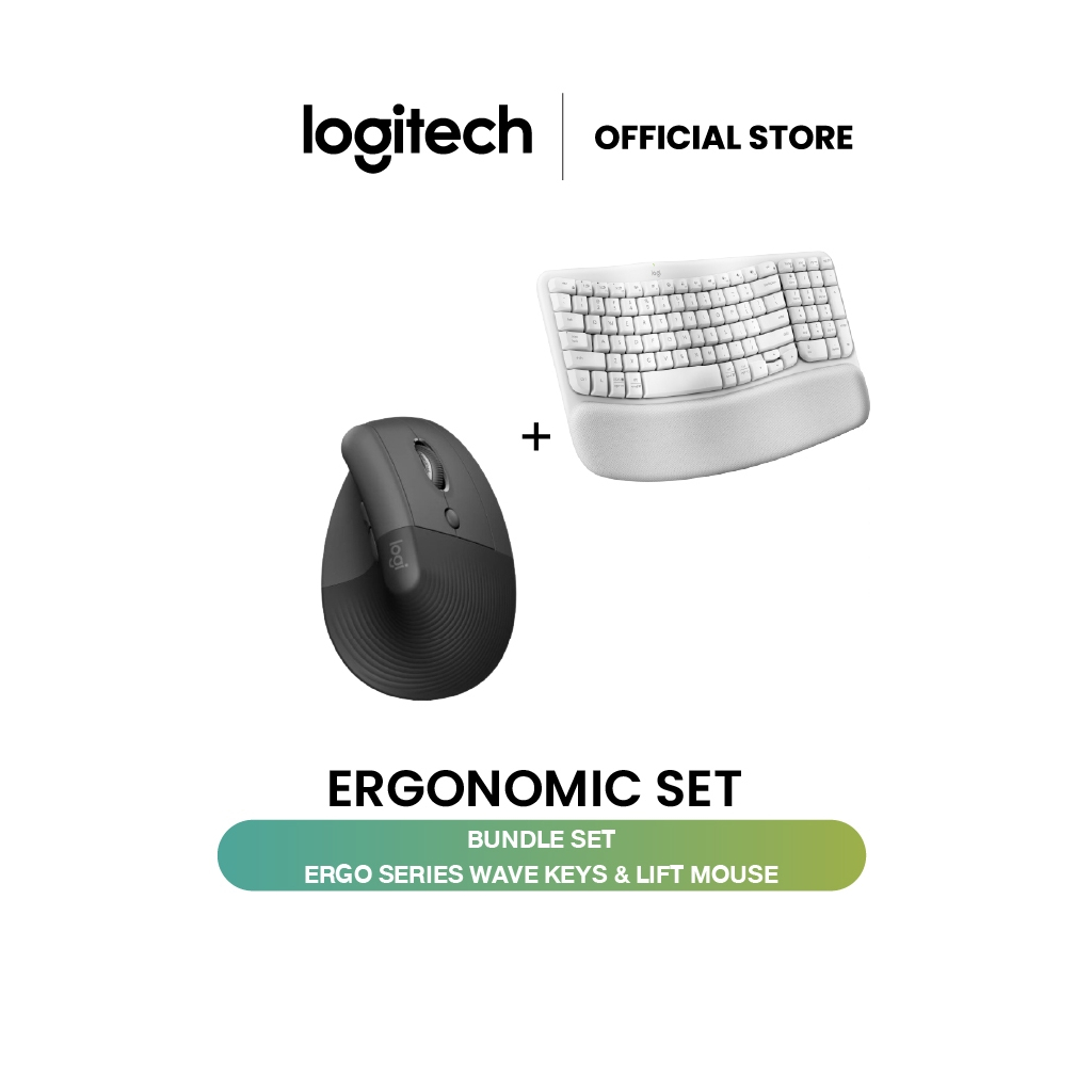 Logitech Set WAVE KEYS wireless ergonomic keyboard คีย์ Th/En + LIFT ...