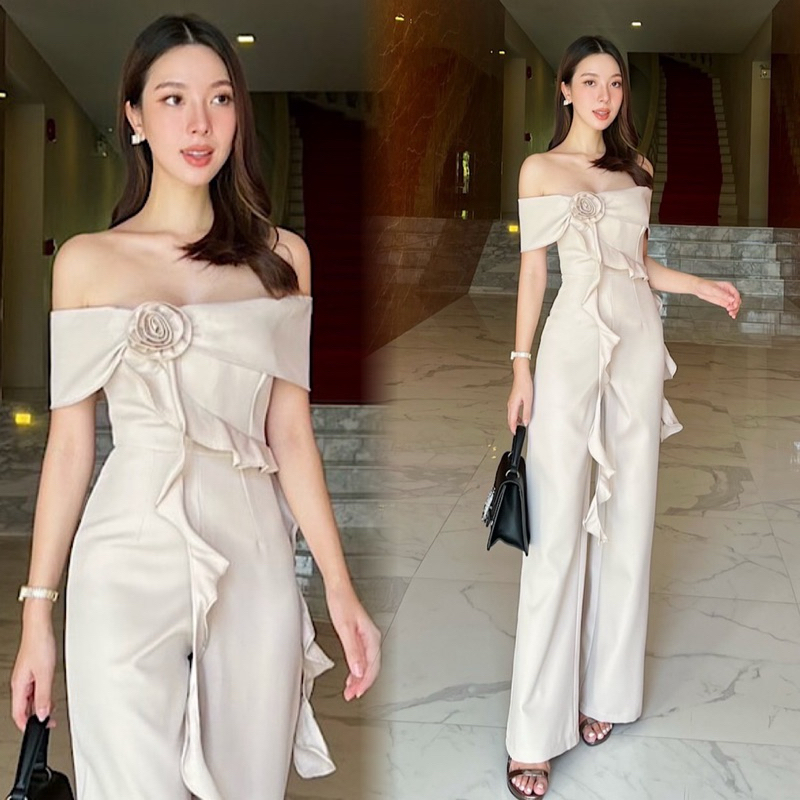 Venice : LD17 ชุดจั้มสูท สีน้ำตาล ชุดขายาว ชุดออกเดท ชุดไปงานแต่ง ชุด ...