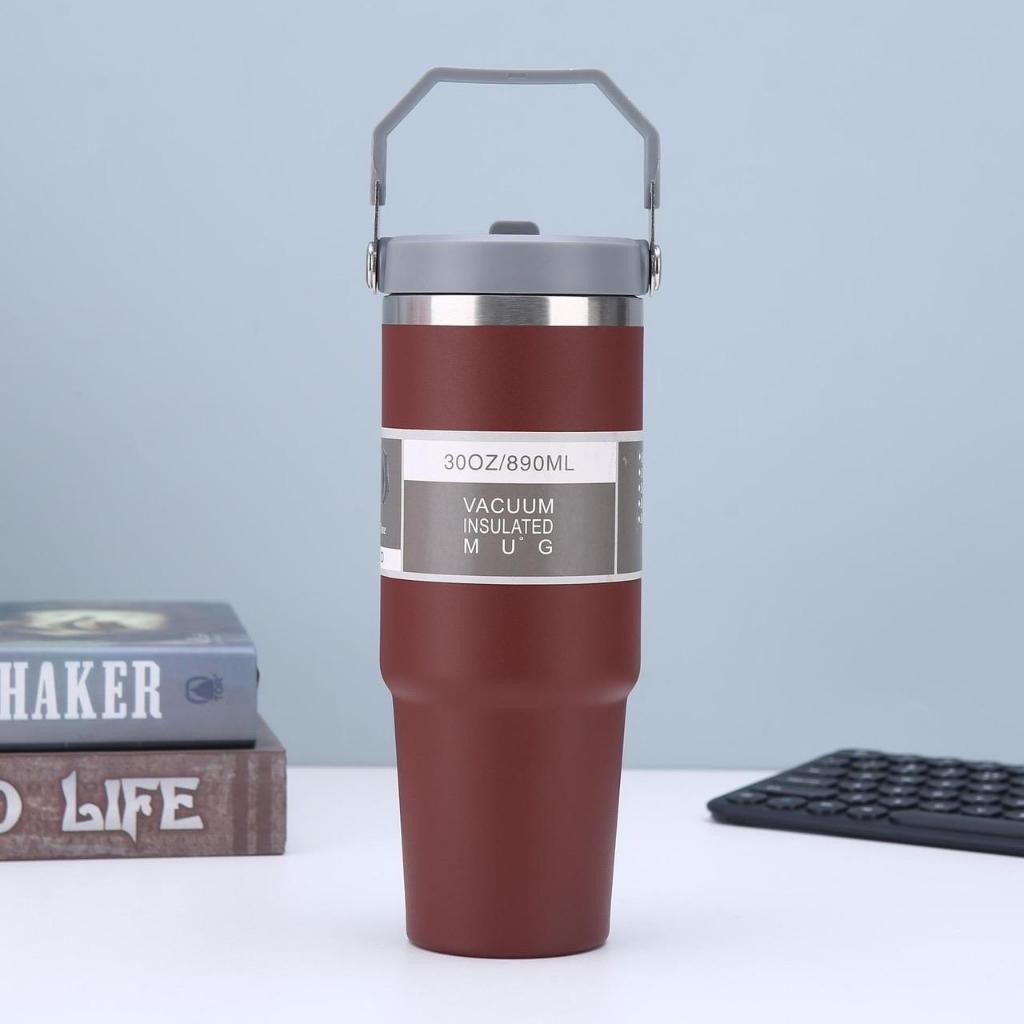 ฝาหูหิ้ว แก้วสแตนเลส304 รุ่นมีหูหิ้วมีหลอด แก้วเก็บความเย็น อุณหภูมิร้อน 900ML 30oz | Shopee ...