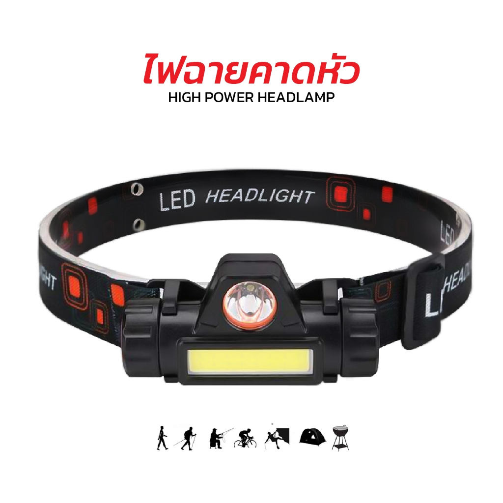 ไฟฉายคาดหัว Outdoor ไฟฉายชาร์จไฟ USB Rechargeable Headlight /101 | Shopee Thailand