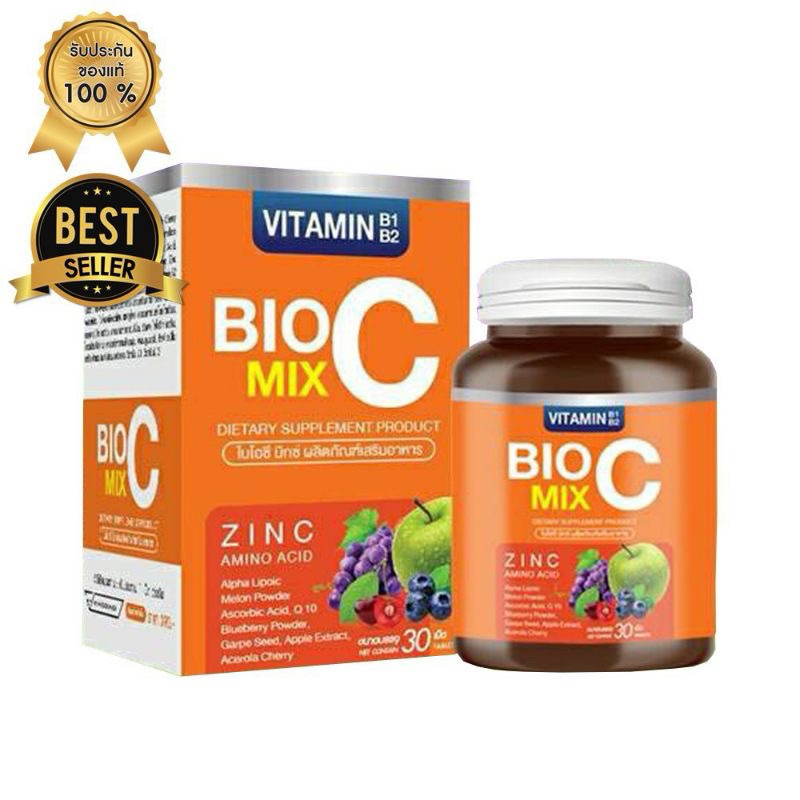 Bio C Mix Plus Vitamin Alpha+Zinc 30 เม็ด ไบโอ ซีมิกซ์ พลัส วิตามิน ...