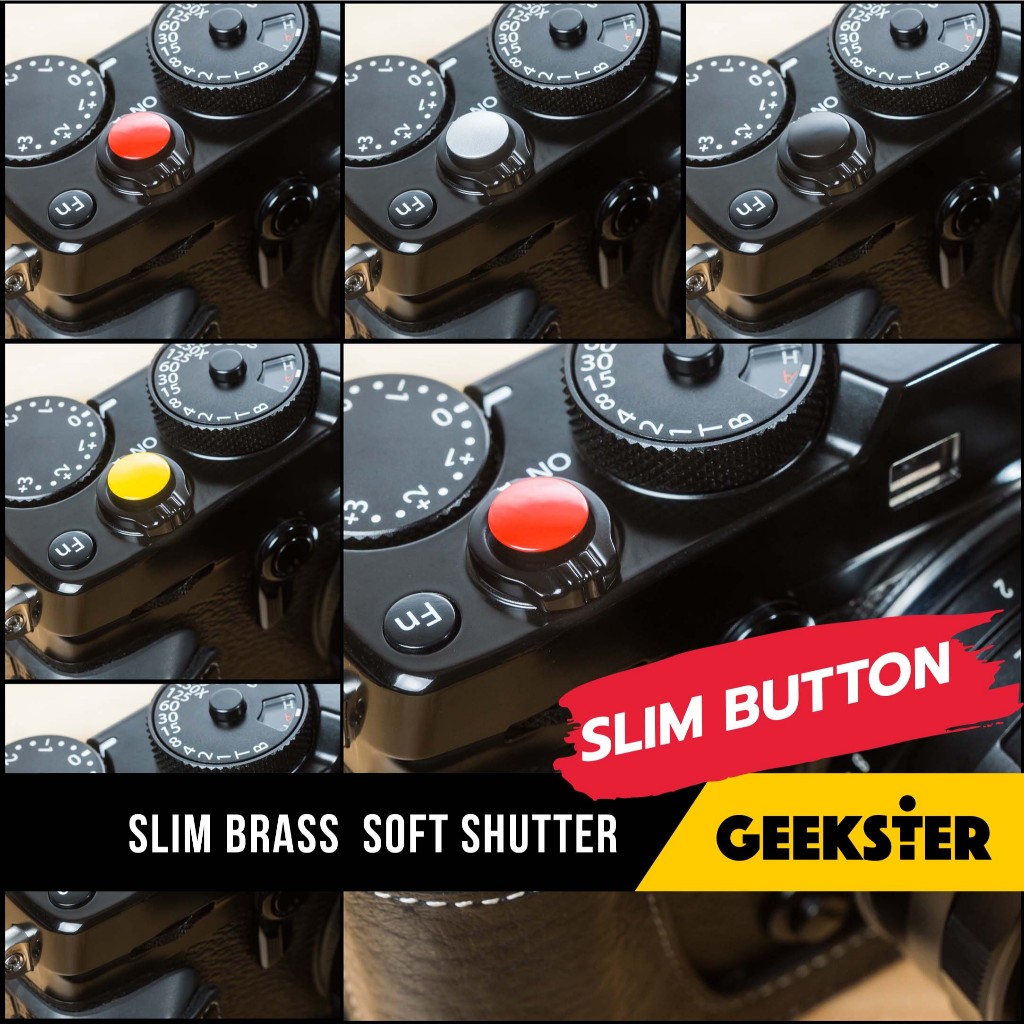 ปุ่ม Soft Shutter ทองเหลือง แท้ เล็ก บาง เบา 9mm ( Brass Soft Release Shutter Button / Leica M ...