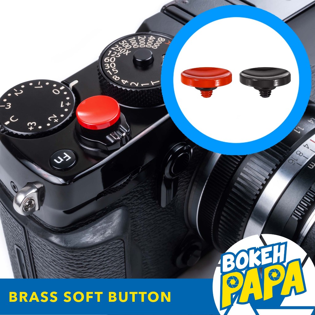 ปุ่มชัตเตอร์ Soft Shutter Release Button แบบเว้า สีแดง 11mm ขอบเรียบ ทองเหลือง ( Brass Soft ...