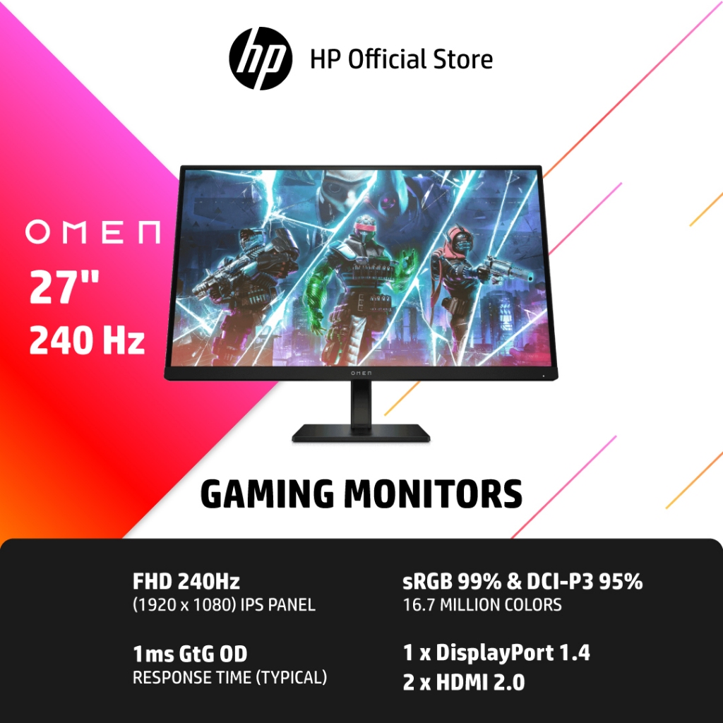 HP Gaming Monitor OMEN (27s) 27" FHD 1920 x 1080 @240 Hz) จอคอมเกมส์ ...