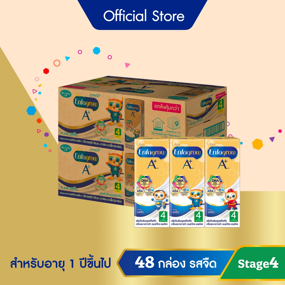 นมกล่อง เอนฟาโกร ยูเอชที สูตร4 ชนิดจืด (24 กล่อง) x2 ลัง Enfagrow UHT ...