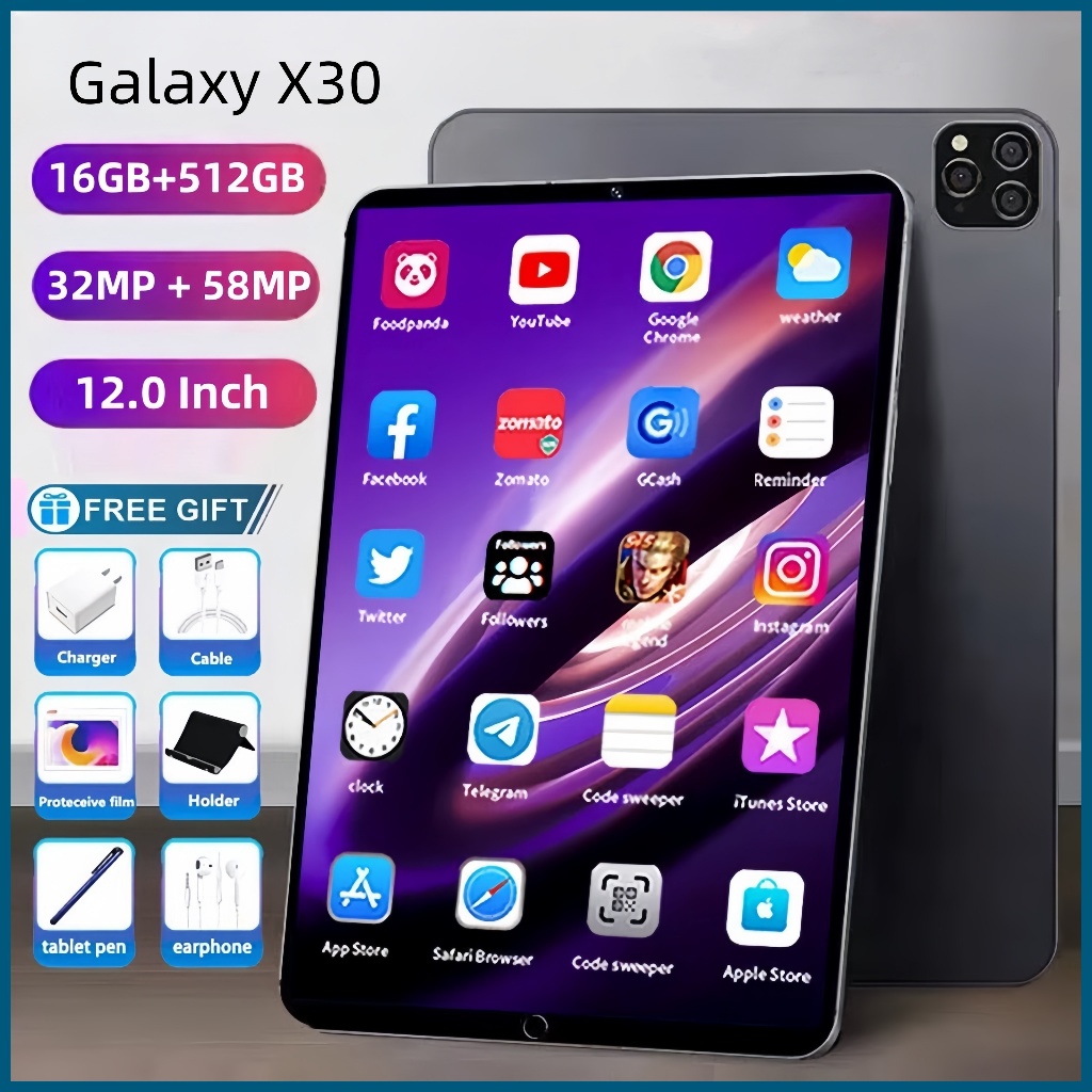 【COD】 Galaxy X30 แท็บเล็ต 12.0 นิ้ว 16GB + 512GB 4K 32MP + 58MP กล้อง ...