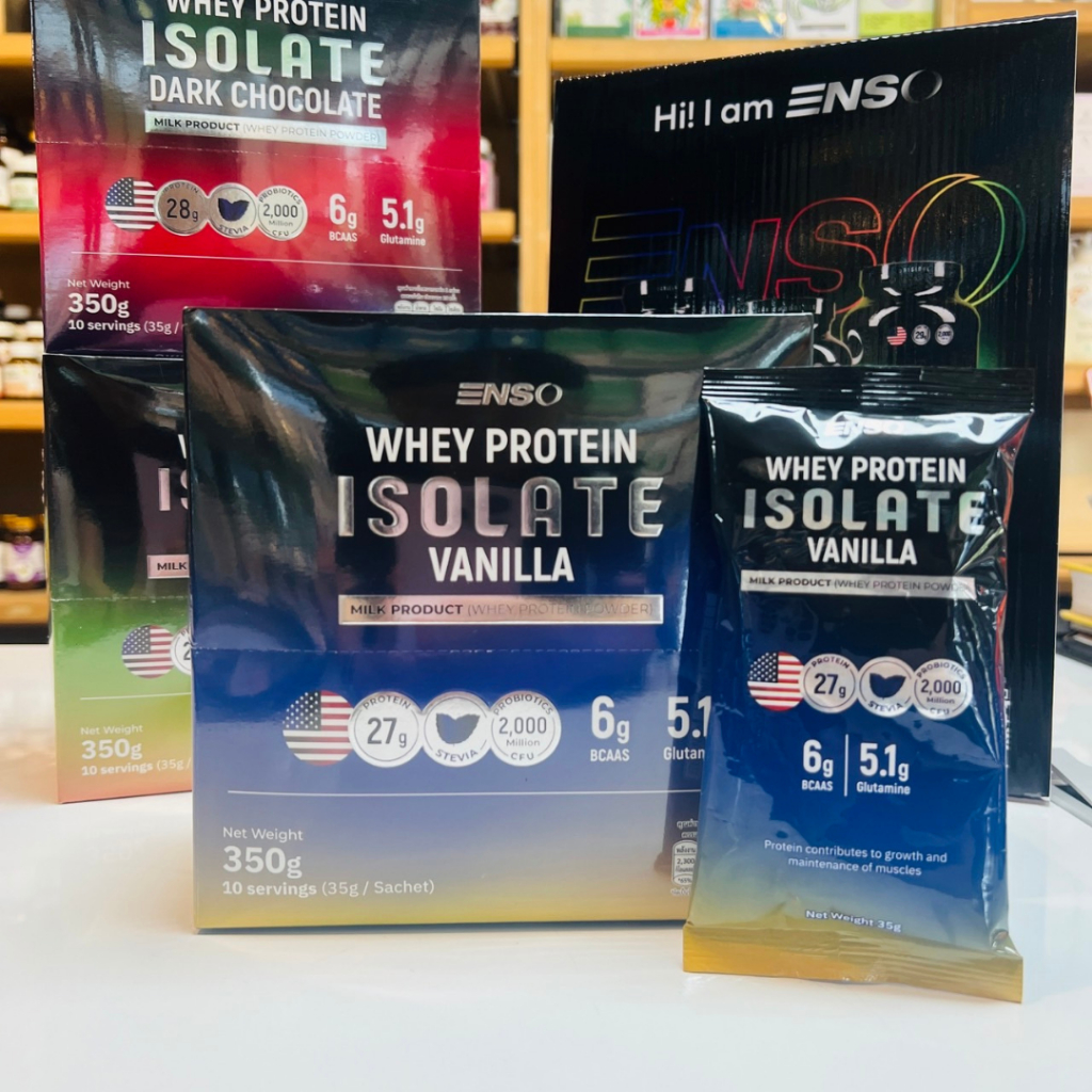 ENSO Whey Protein Isolate 350g (10 servings) เวย์โปรตีนไอโซเลท บรรจุ 10 ซอง ซองละ 1 สกูป (35กรัม ...