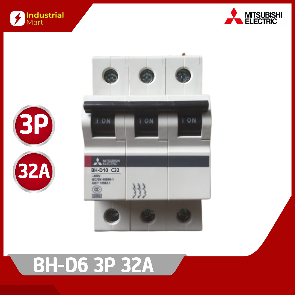 Mitsubishi BH-D6 3P 32A Miniature Circuit Breaker MCB ลูกย่อยเบรกเกอร์ | Shopee Thailand