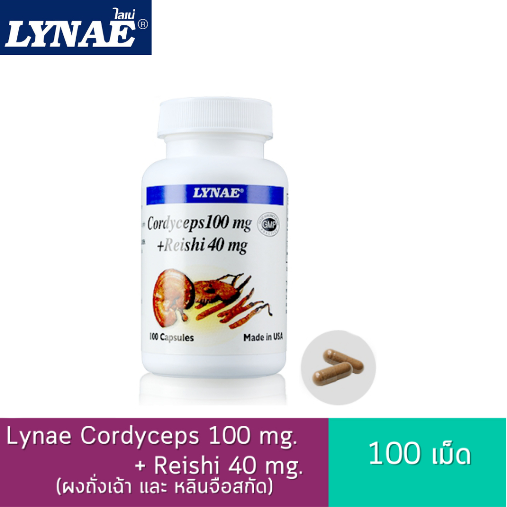 Lynae Cordyceps 100 mg. + Reishi 40 mg. (100 เม็ด) ไลเน่ ผงถั่งเฉ้า และ ...