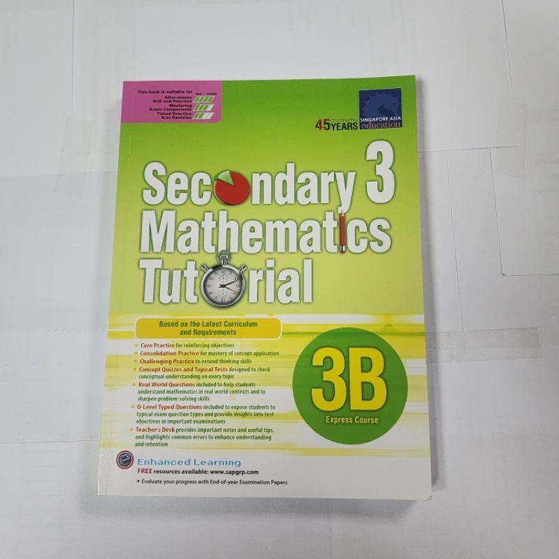 หนังสือสิงคโปร์ Secondary 2 Mathematics Tutorial 3B(ภาษาอังกฤษ) | Shopee Thailand