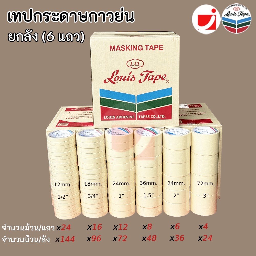 ส่งฟรี [ยกลัง]เทปย่น Louis Masking Tape กระดาษกาวฉีกได้ เทปกาวย่น ...