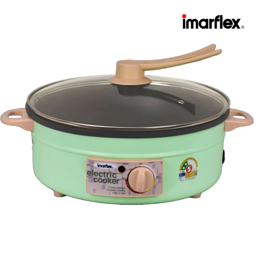 IMARFLEX_ กระทะไฟฟ้าอลูมิเนียม ฝาแก้ว แบบเคลือบ ขนาด 3 ลิตร IP-134 | Shopee Thailand