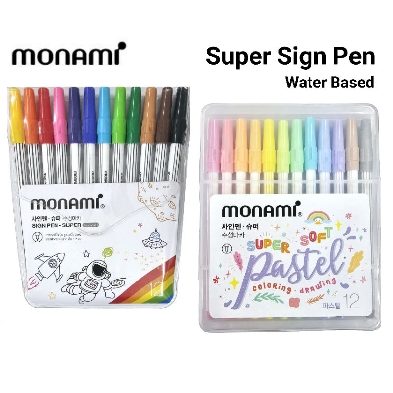 Monami ปากกาสีน้ำ 12 สี SUPER SIGN PEN Set ซูเปอร์ไซน์เพน ปากกาเมจิก ...