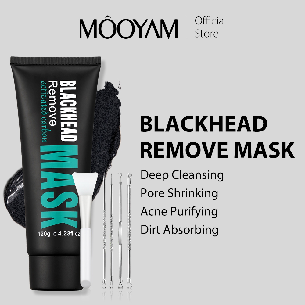 MOOYAM Activated Charcoal Mask ใช้สำหรับลดสิวหัวดำ ลดสิวอุดตัน ลดรูขุม ...
