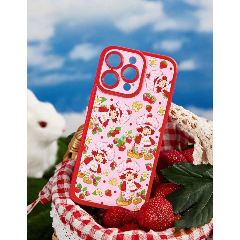 เคสไอโฟนชมพูขอบแดง i7-15promax (Case iphone สตรอว์เบอร์รี่ช็อตเค้ก ...