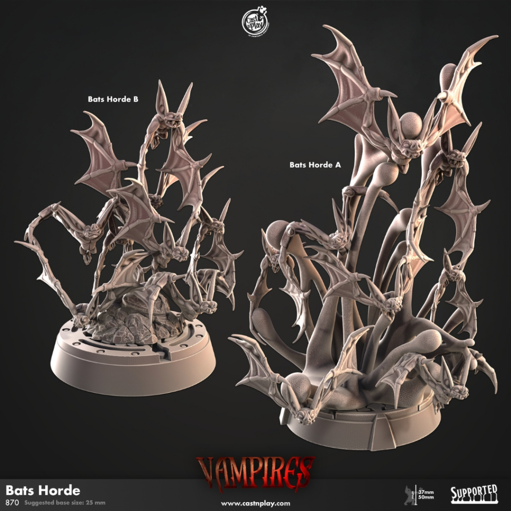 Bats Horde - Vampires - Beast Bat / 32mm scale 3D printed miniature CNP ...