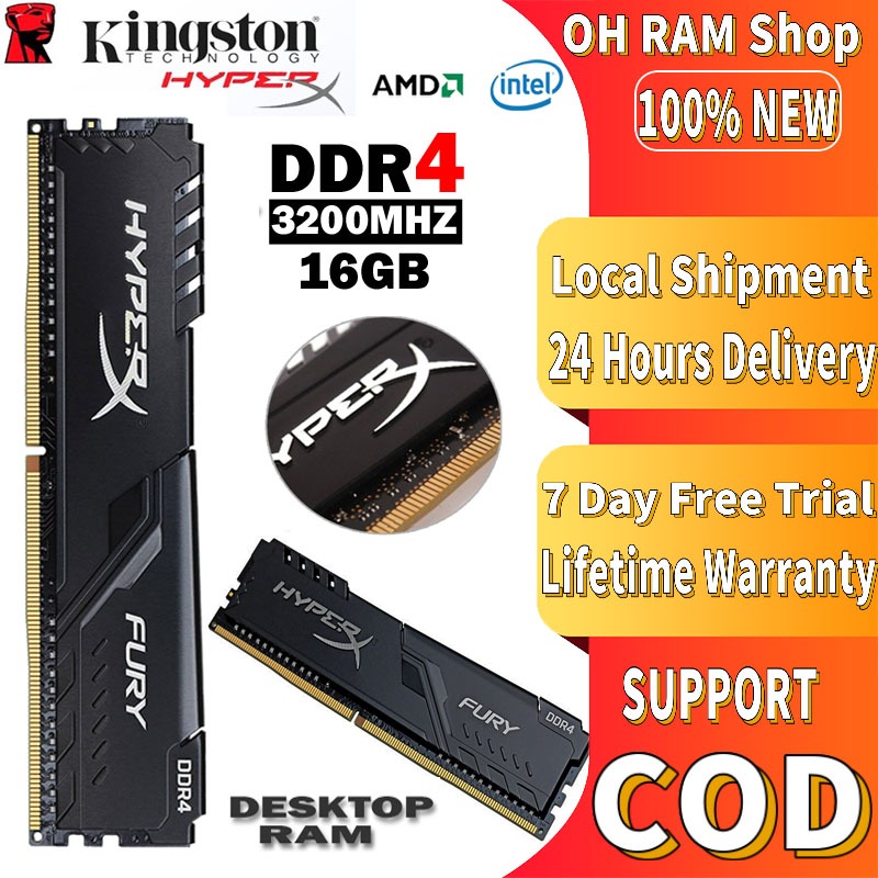 Kingston Hyperx Fury Ram DDR4 แรม 4GB 8GB 16GB หน่วยความจำเดสก์ท็อป 2133Mhz 2400Mhz 2666Mhz ...