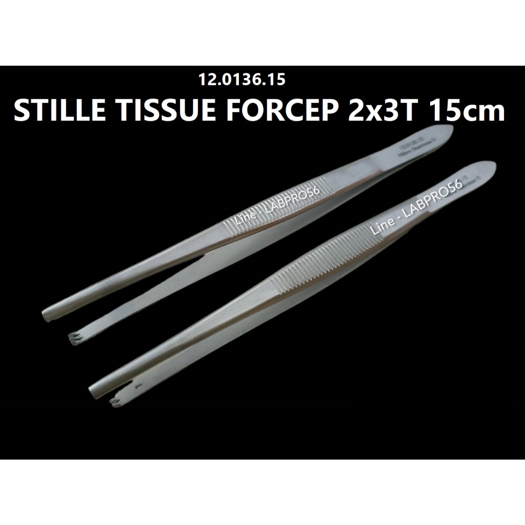 HILBRO- 12.0136.15 - STILLE TISSUE FORCEP 2x3T 15cm ปากคีบมีเขี้ยว ...