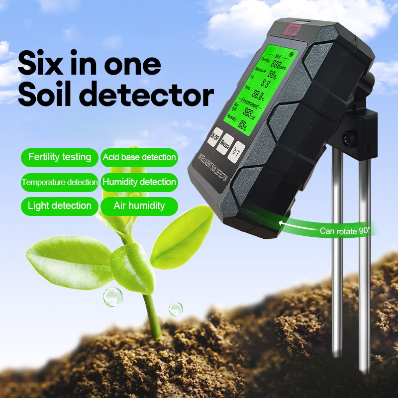 Soil Moisture Meter Soil Temperature pH Meter 6-in-1 Soil Detector ...